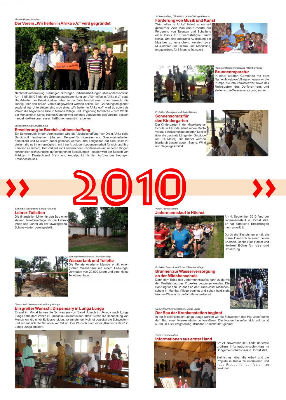 Zeitstrahl – Das Jahr 2010 | Wir helfen in Afrika e.V.